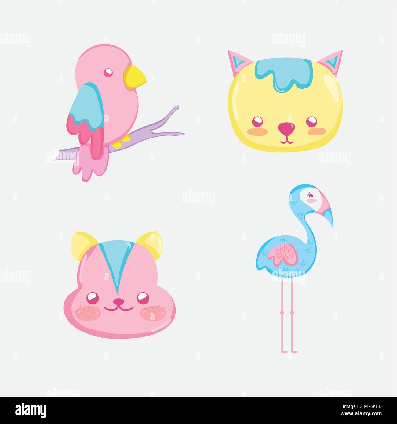Punchy pastel cute animals cartoons Stock Vector Image & Art - Alamy