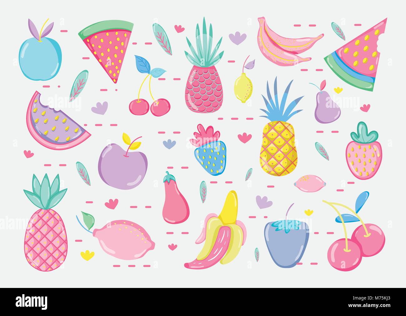 Punchy pastels fruits collection Stock Vector Image & Art - Alamy