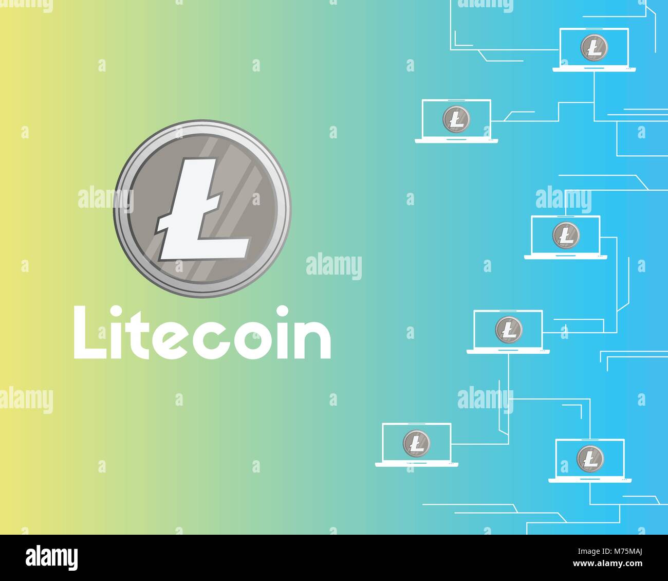 Blockchain litecoin networking technology background Stock Vector Image ...
