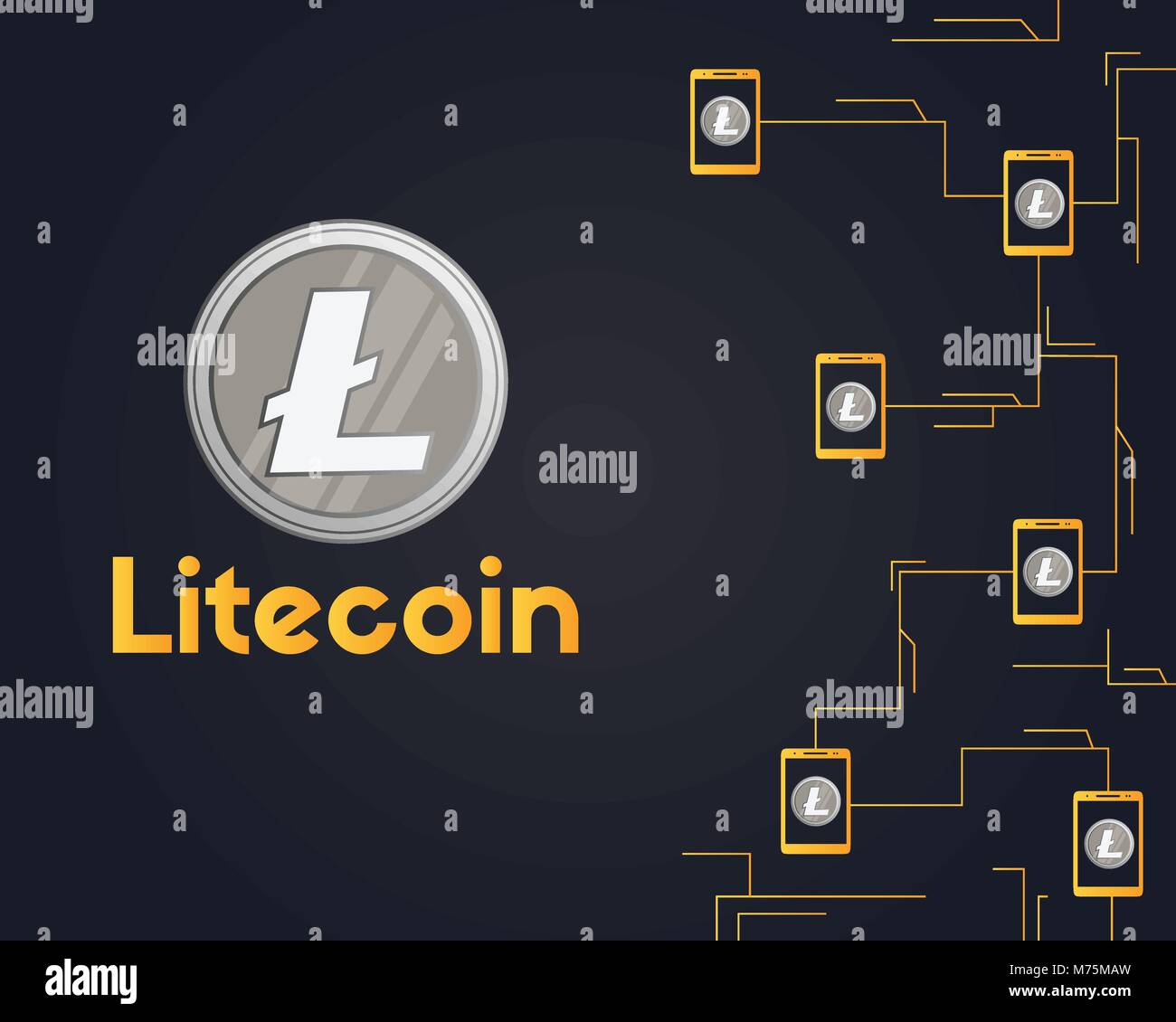 Blockchain litecoin networking technology background Stock Vector Image ...