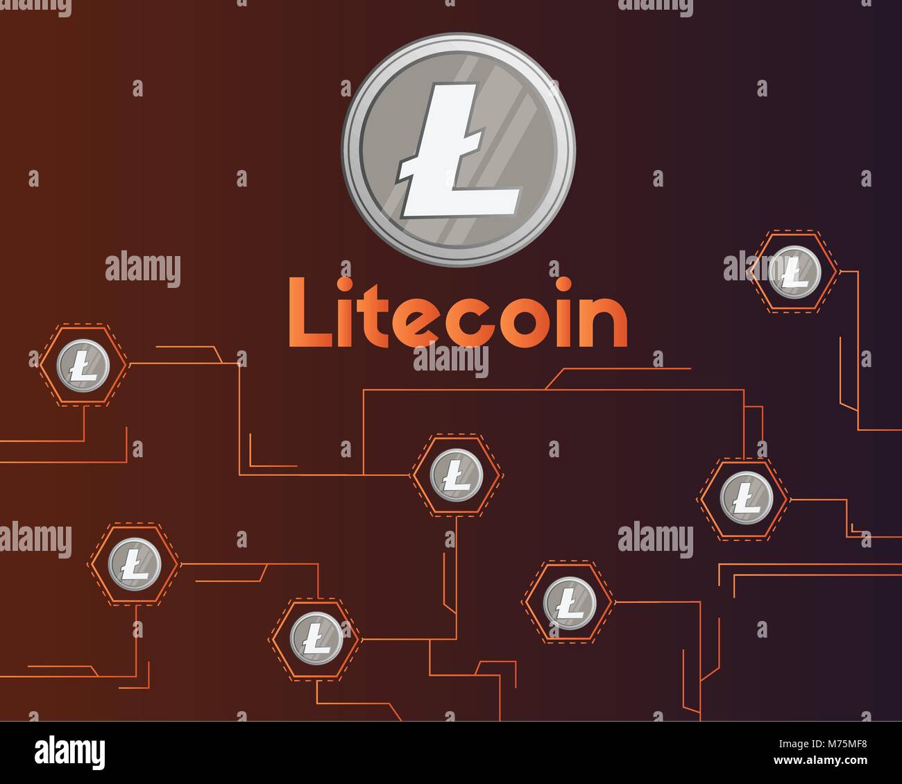 Blockchain litecoin circuit networking technology background Stock ...