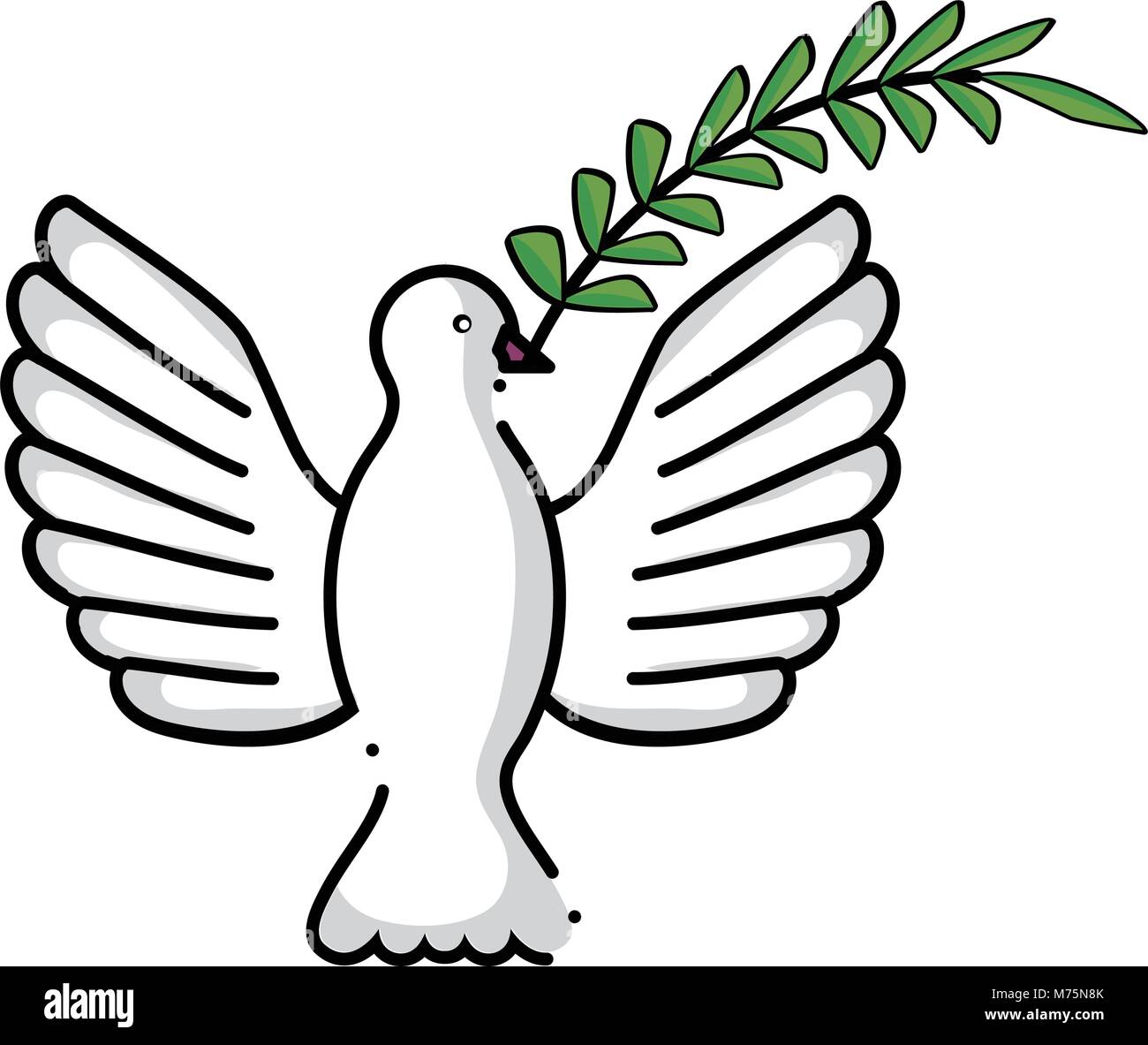dove carrying a branch icon over white background, colorful design ...