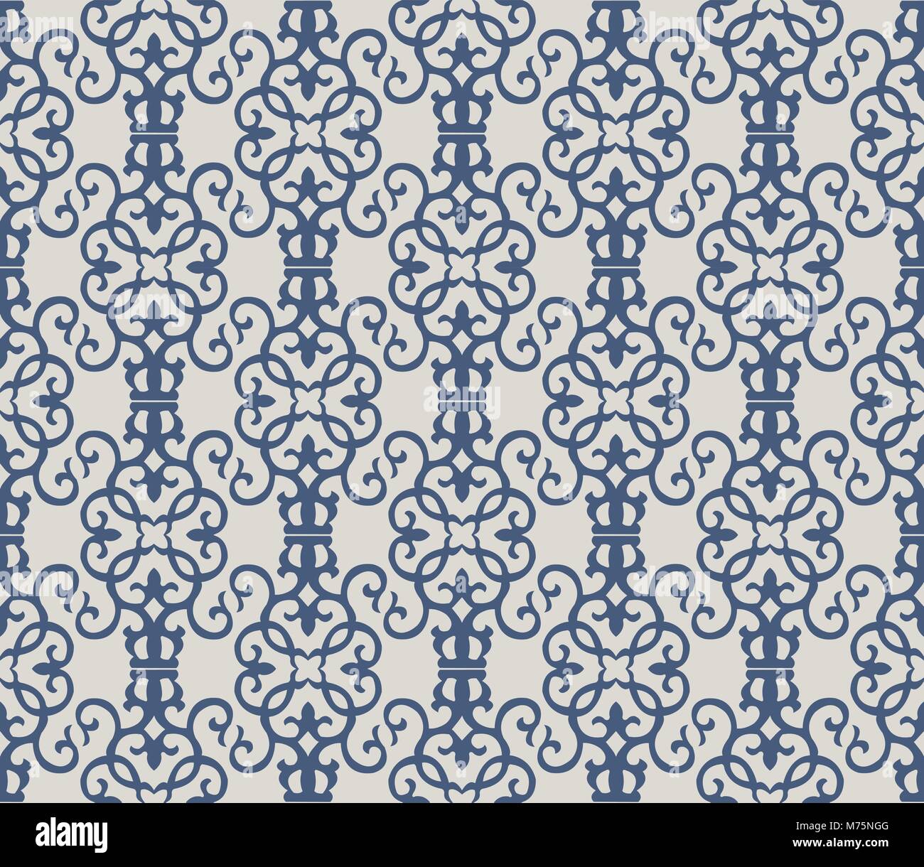 Vector damask seamless pattern background spiral vortex curve cross frame vine Stock Vector ...