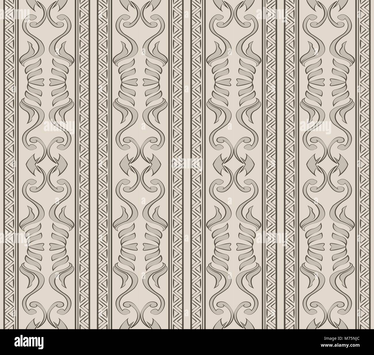 Vector damask seamless pattern background aboriginal curve spiral cross ...