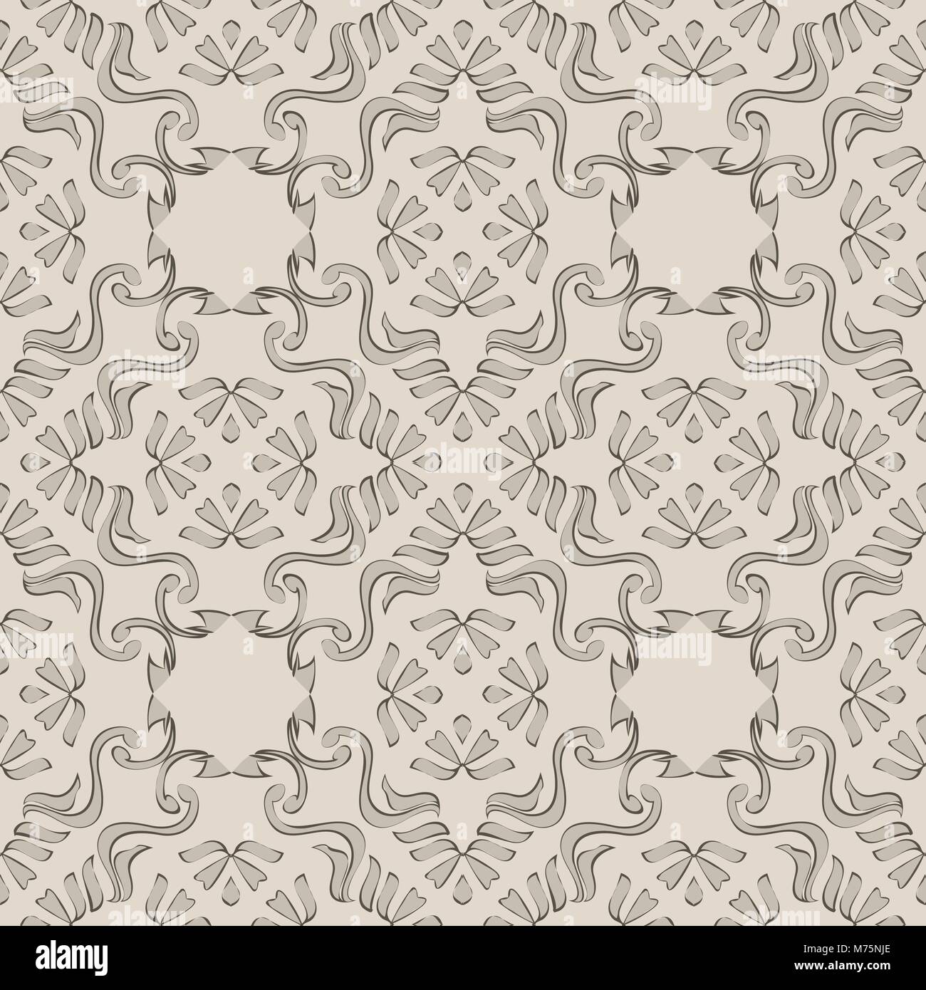 Vector damask seamless pattern background aboriginal curve spiral vortex cross frame line Stock ...