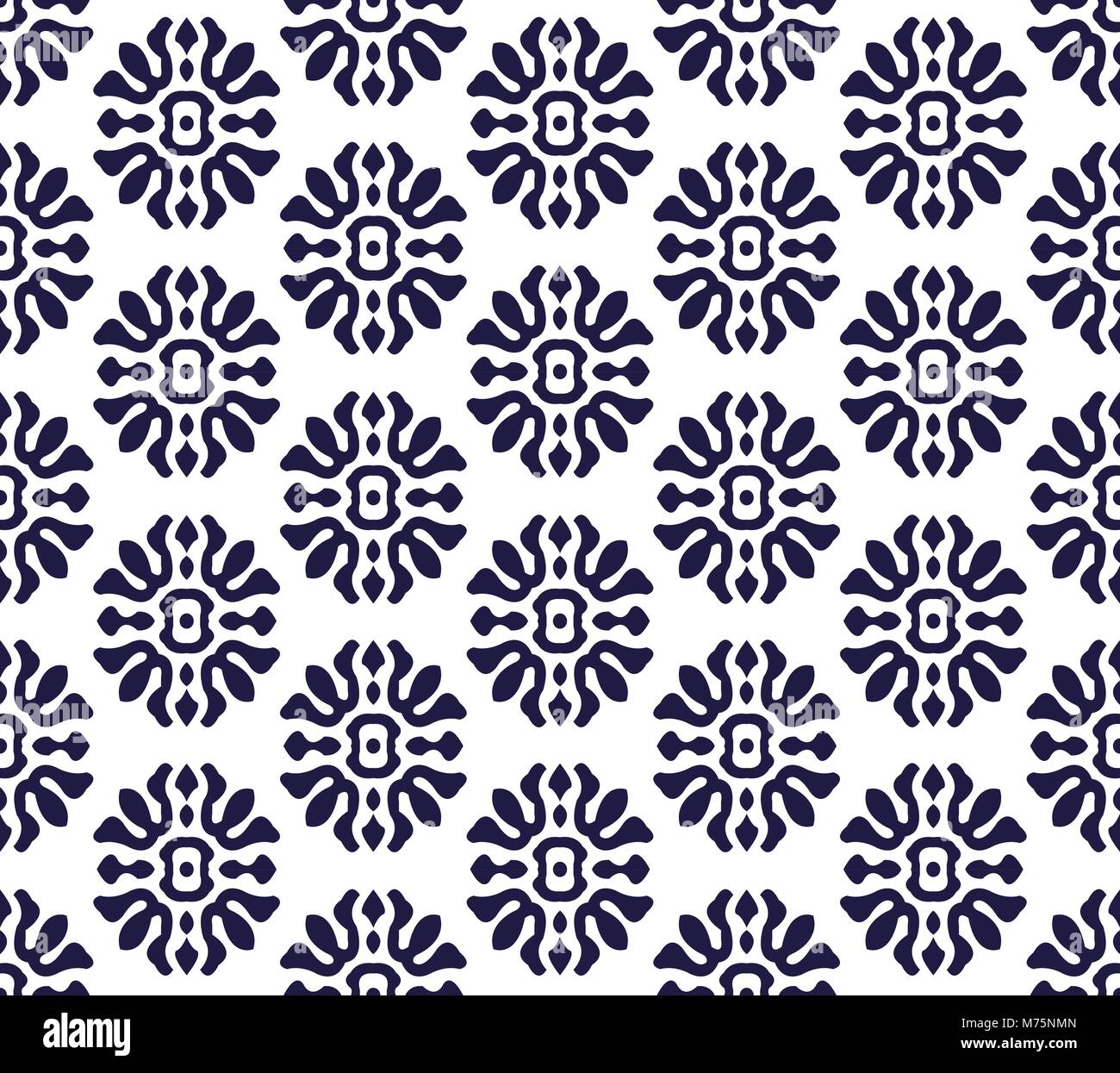 Vector damask seamless pattern background spiral curve round cross flower Stock Vector Image ...