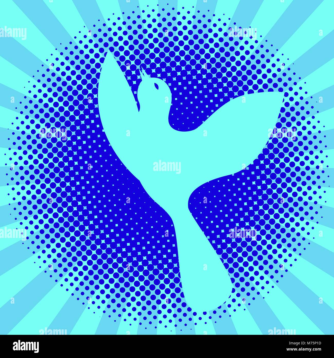 International Bird Day. Silhouette of a bird in the style of pop art ...