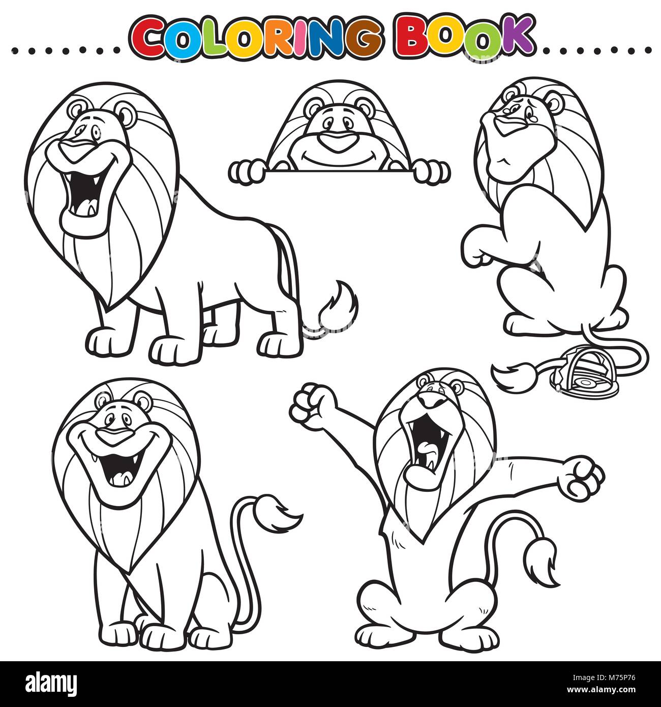 Cartoon Coloring Book - Lion Stock Vector Image & Art - Alamy