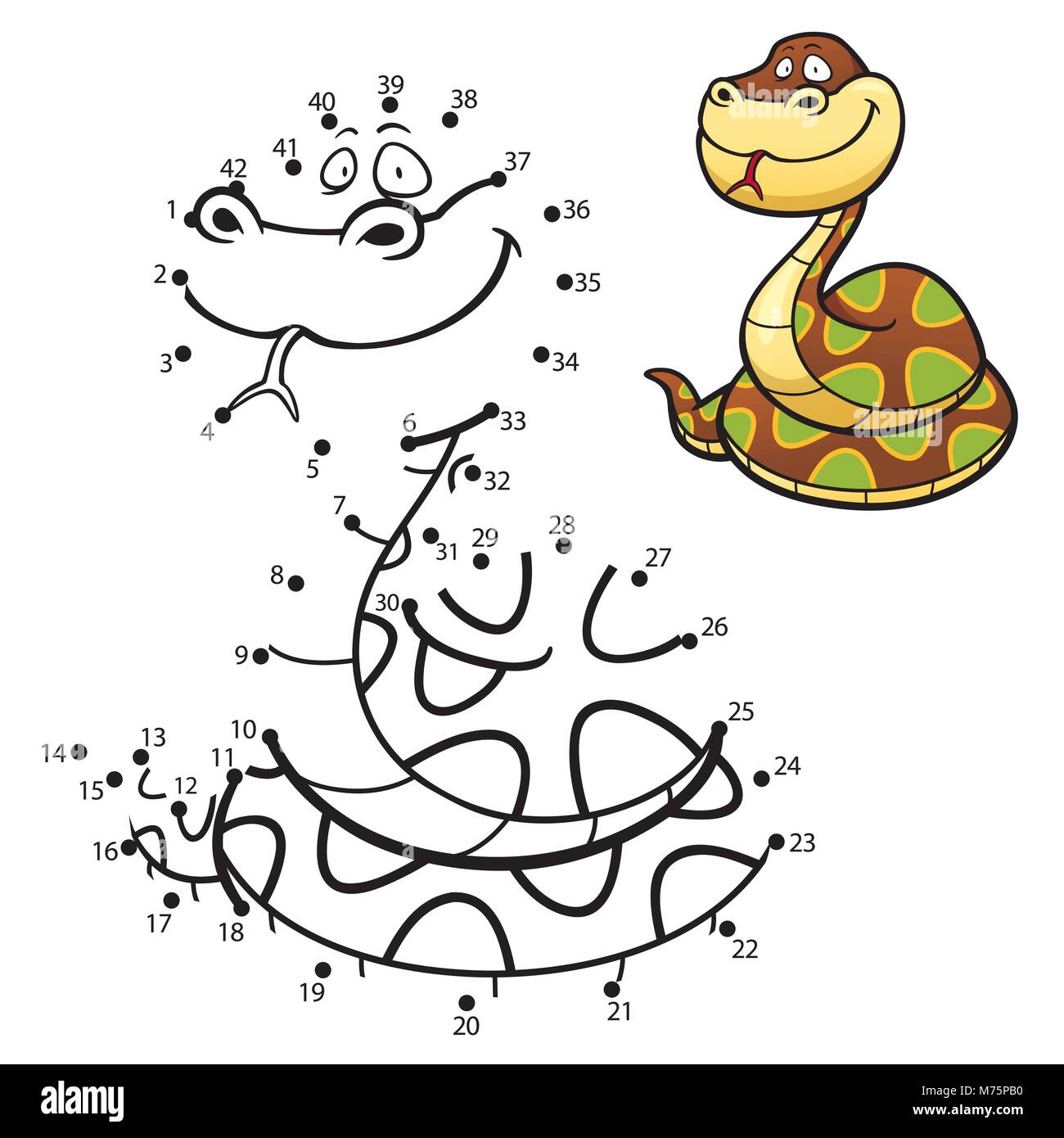 Vector Illustration of Education dot to dot game - Snake Stock Vector ...