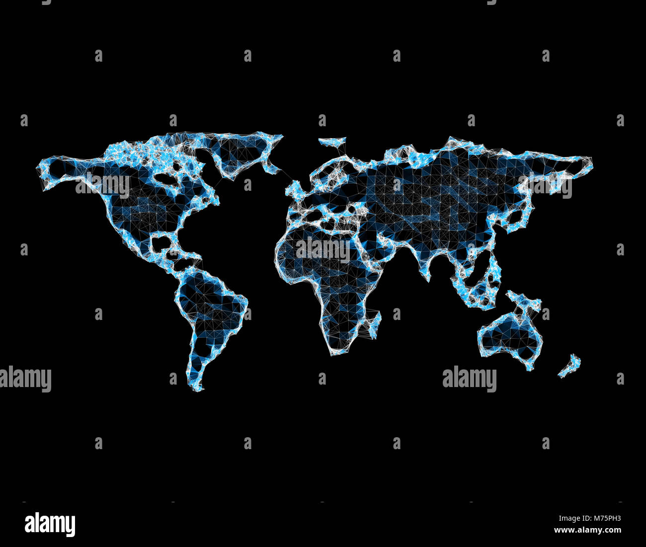 Three-dimensional space connecting world map Stock Photo - Alamy