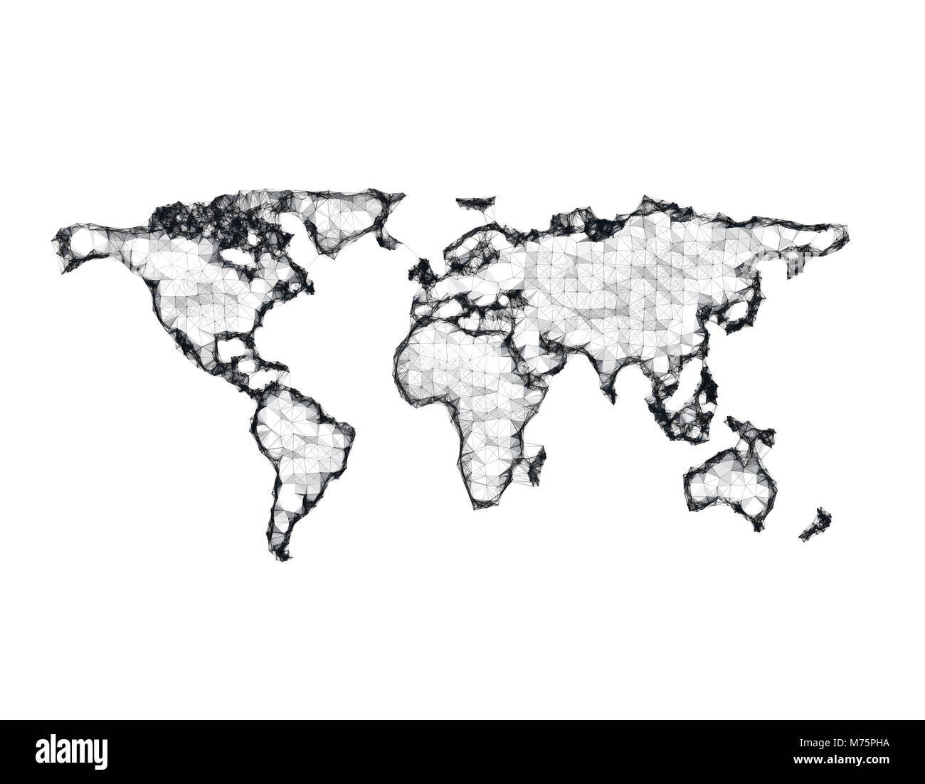 Three-dimensional space connecting world map Stock Photo - Alamy