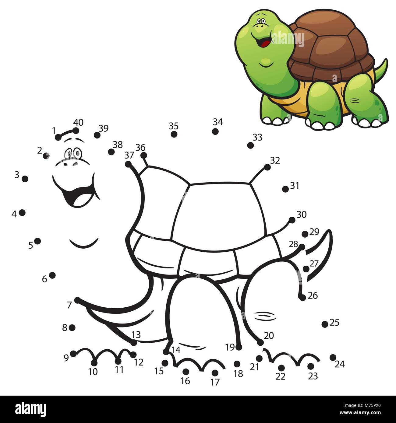 Vector Illustration of Education dot to dot game - Turtle Stock Vector ...