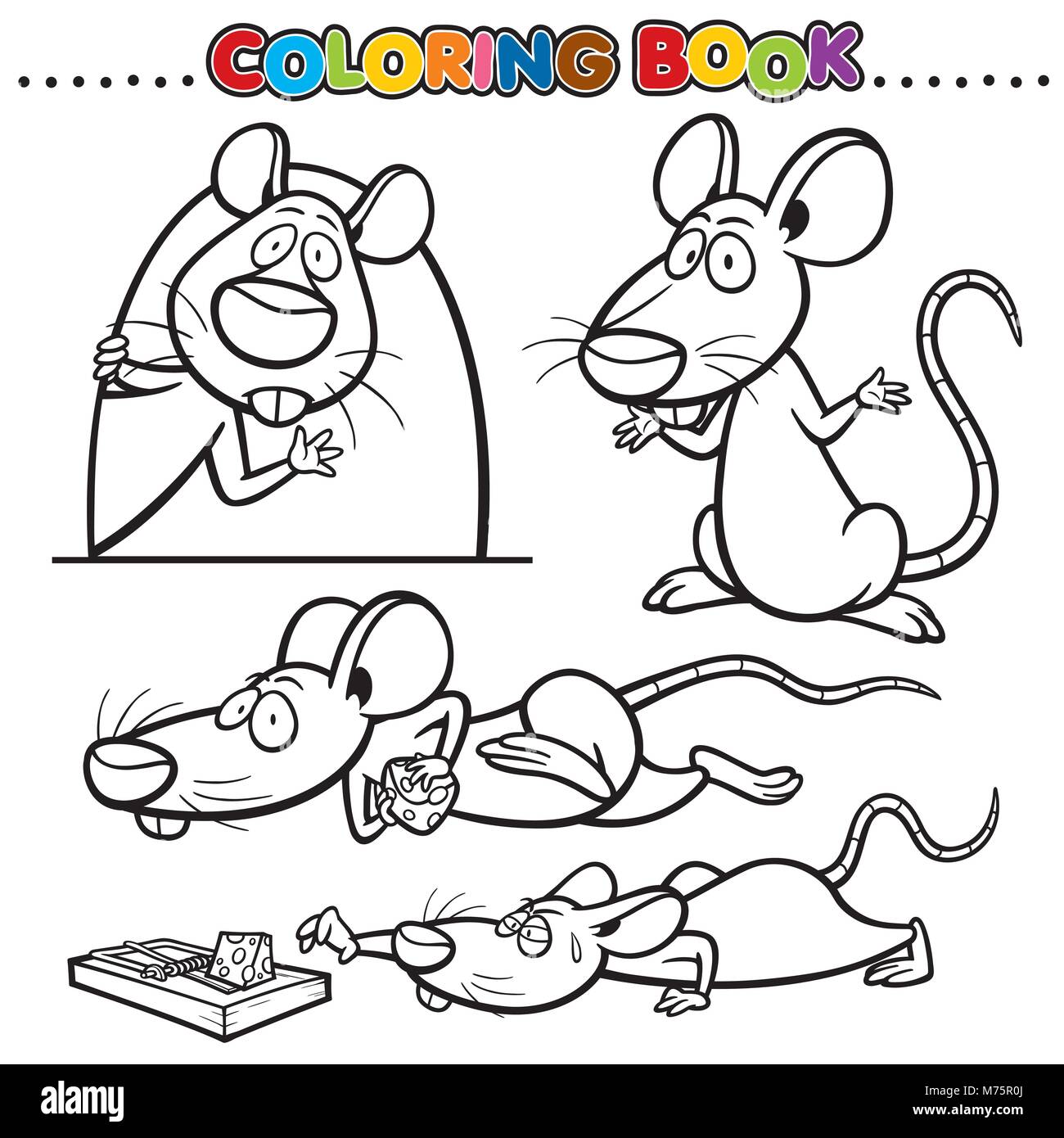 Cartoon Coloring Book - Rat Stock Vector Image & Art - Alamy