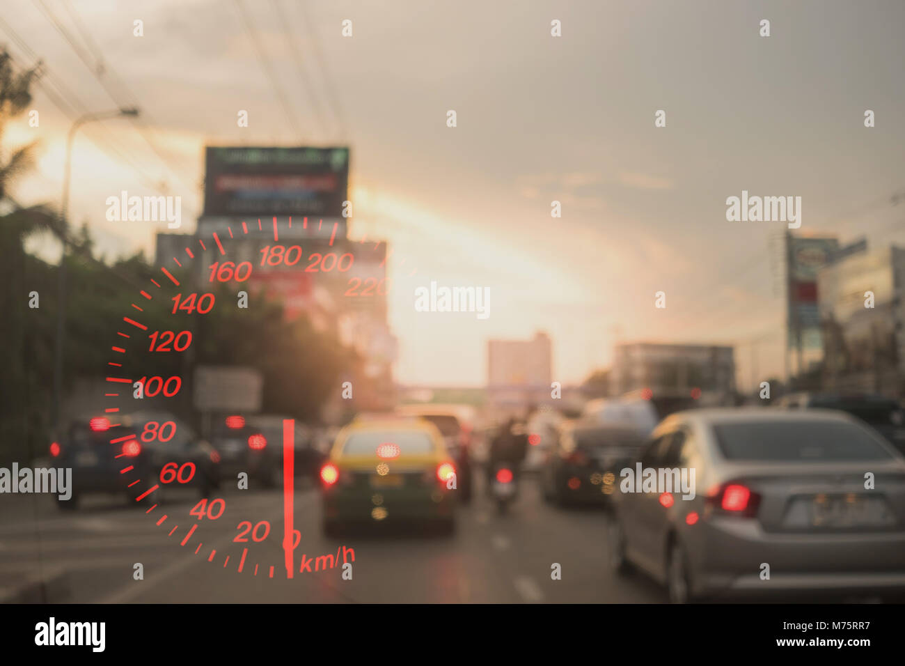 Rush hour time and bad traffic. So many cars on the street so the speed ...