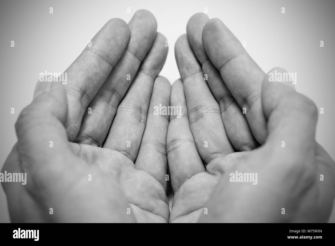 Cupped hand Black and White Stock Photos & Images - Alamy