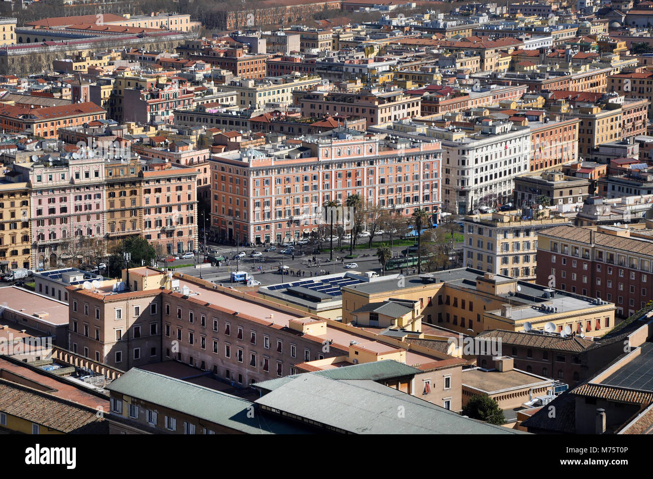 Aerial view of the city of Rome, Italy. Drone shot of Roma, above view ...