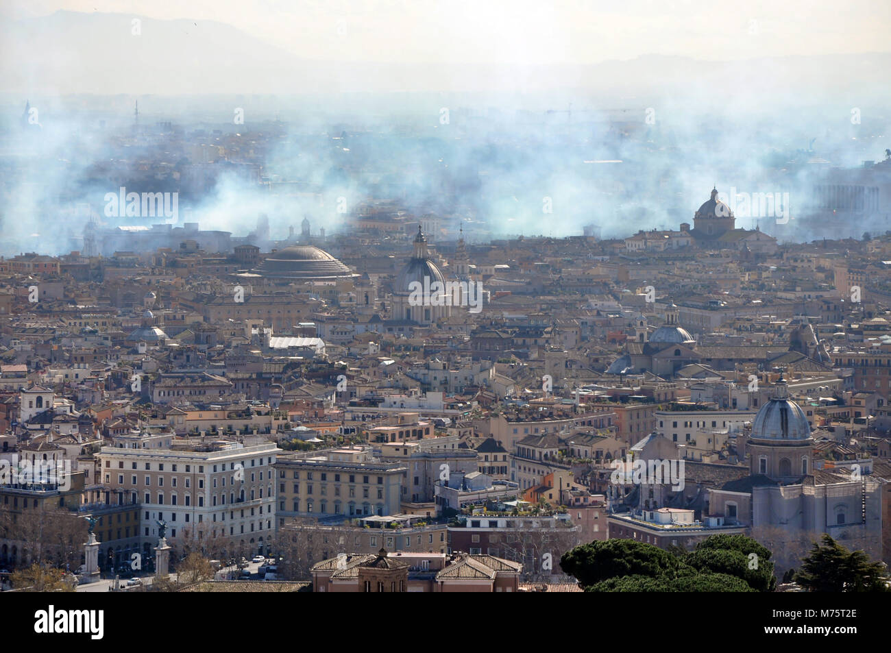 Aerial view of the city of Rome, Italy. Drone shot of Roma, above view ...