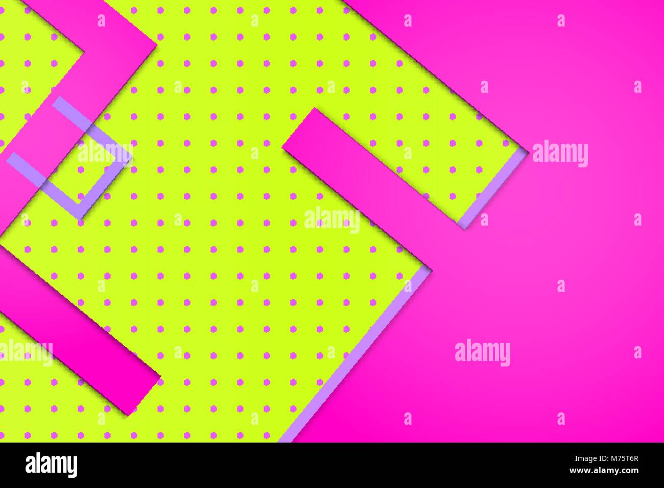 Bright pink background with lime green element and polka dot pattern ...