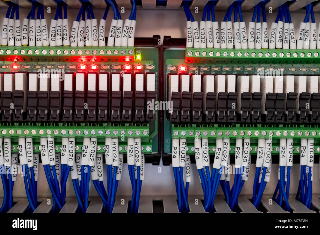 Electrical control wire system in cabinet for machine Stock Photo - Alamy