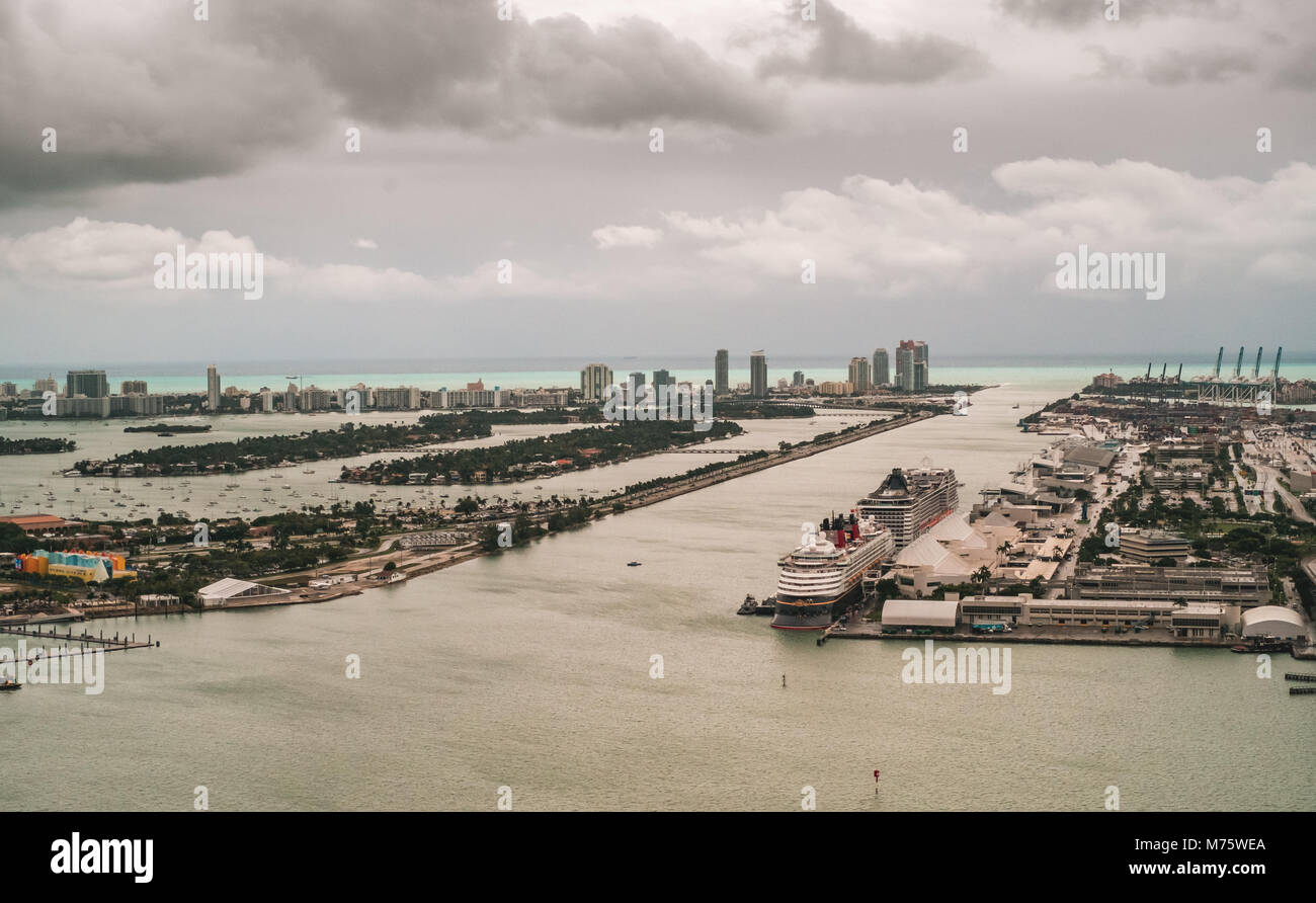 The Miami harbor in a rainy day. Miami, Florida, Usa Stock Photo - Alamy