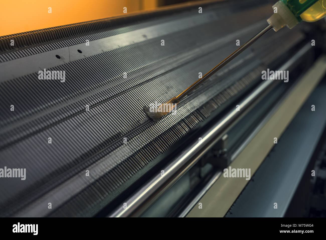 Knitting machine close up cropped shot Stock Photo - Alamy