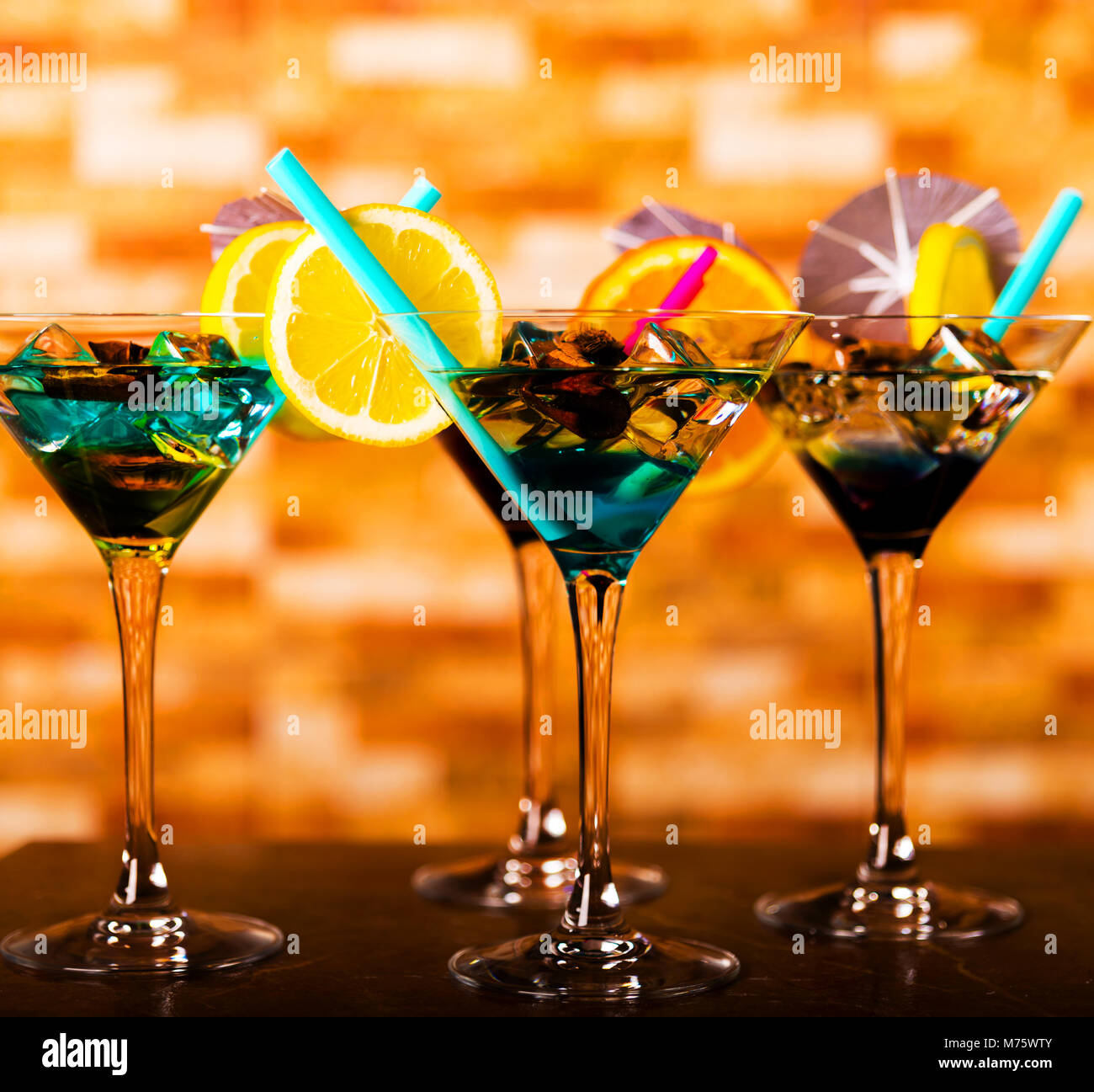 Tasty and colorful drinks based on various alcohols, syrups and ...