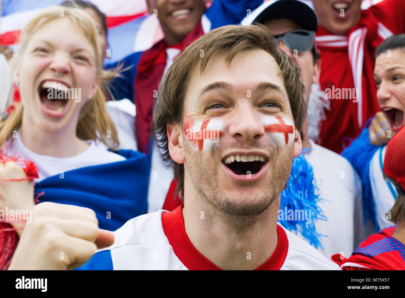 British football fans watching football match Stock Photo - Alamy