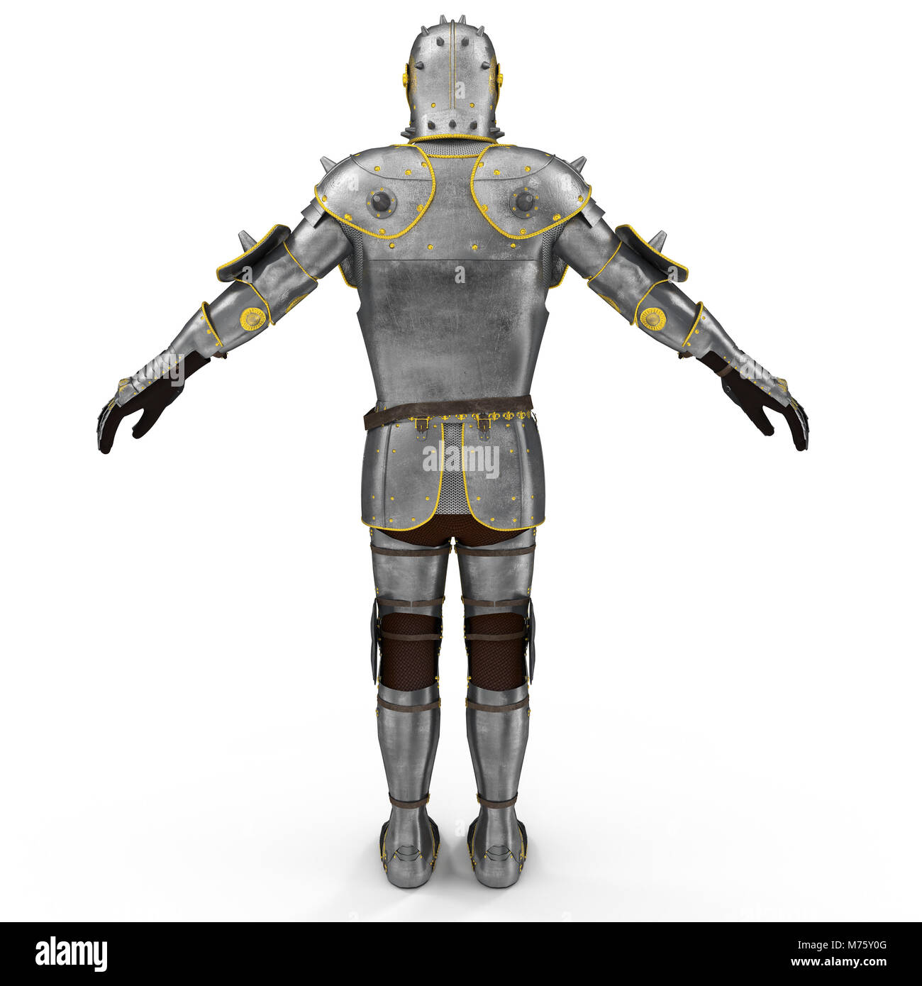 Isolated European Medieval Suit Of Armour or Armor With Helmet on white ...