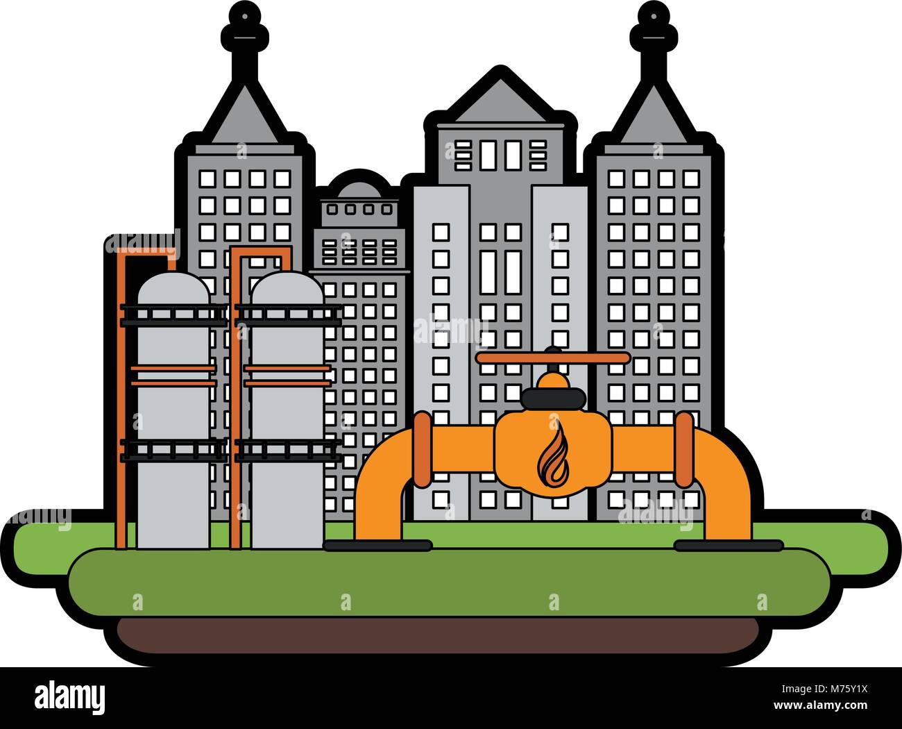 Natural gas factory vector illustration graphic design Stock Vector ...