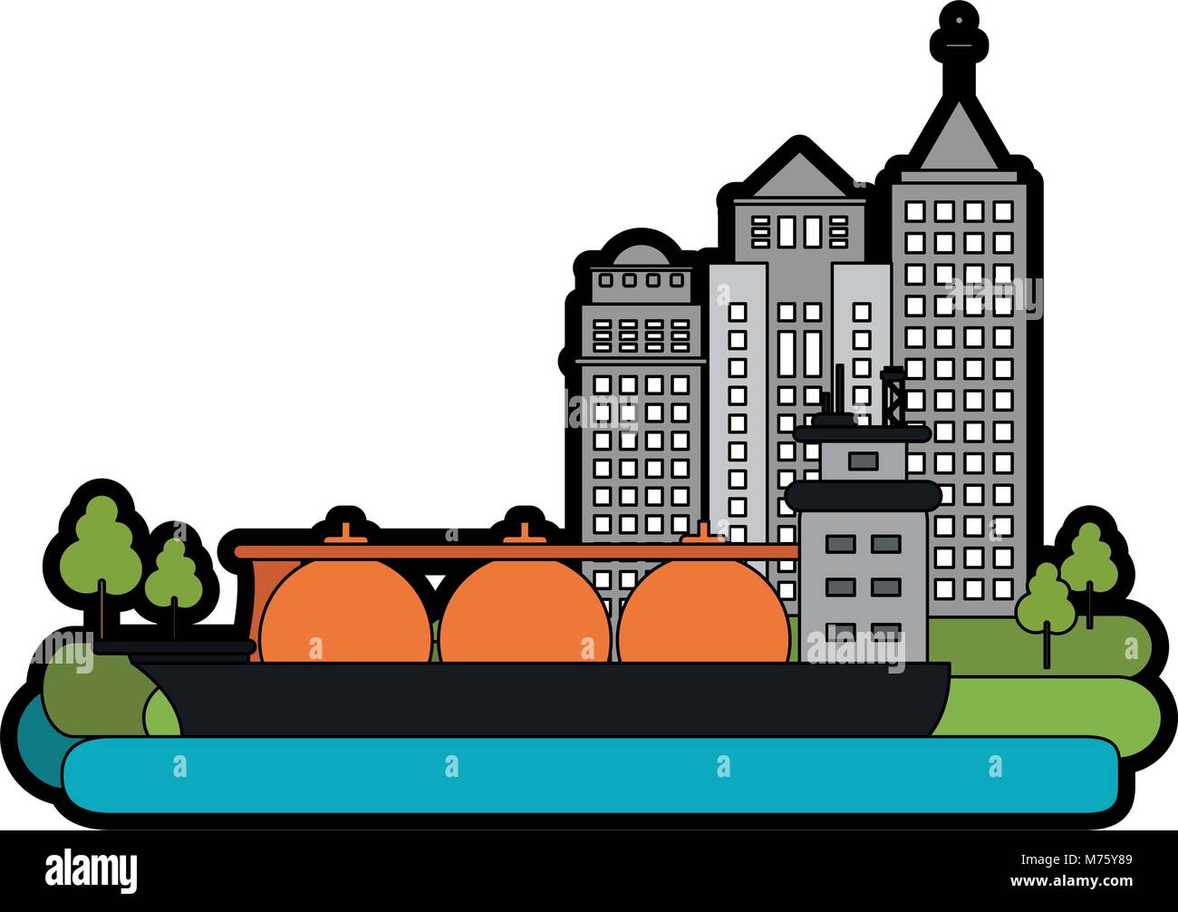 Natural gas ship on port vector illustration graphic design Stock ...