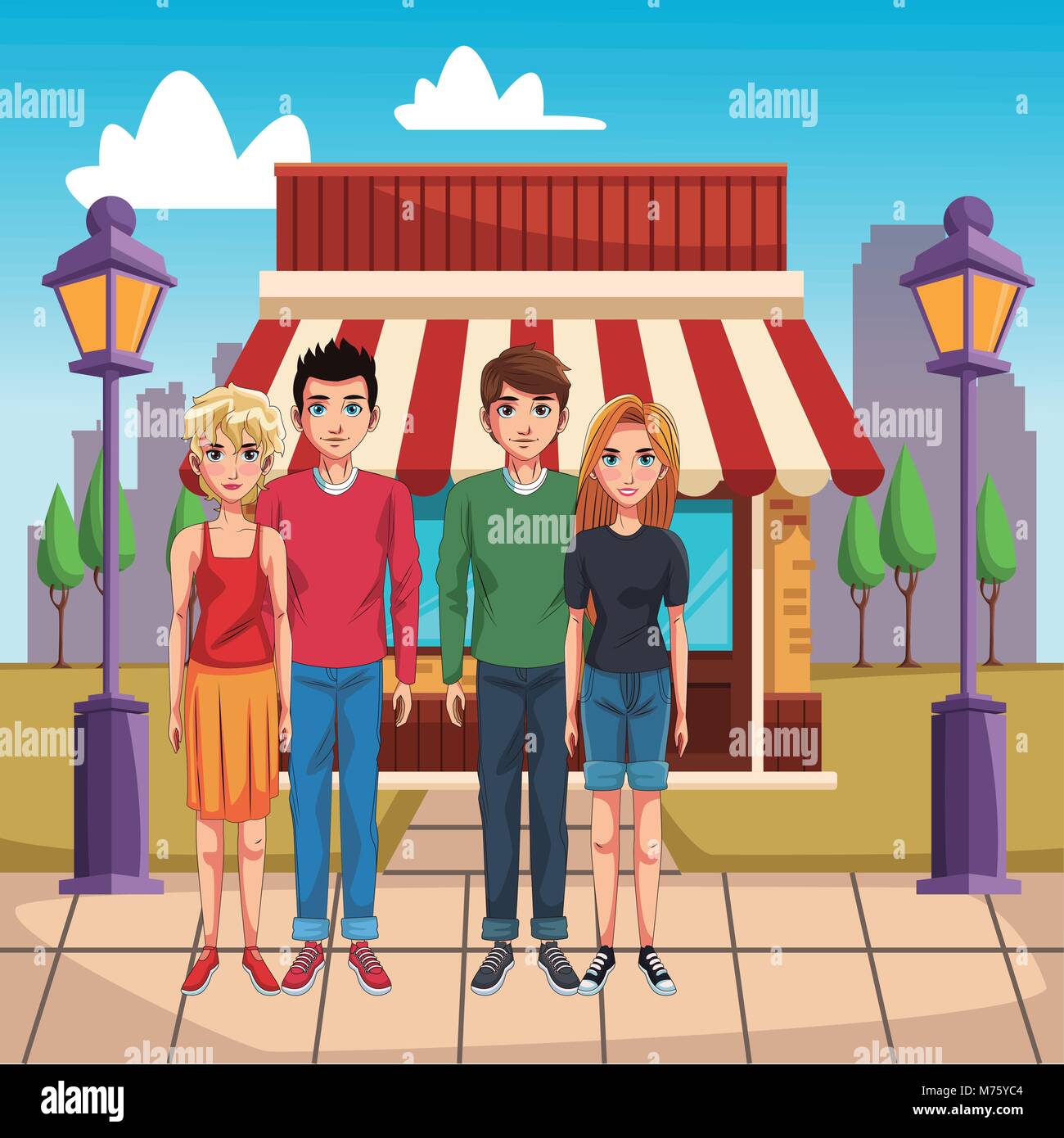 People in town cartoon vector illustration graphic design Stock Vector ...