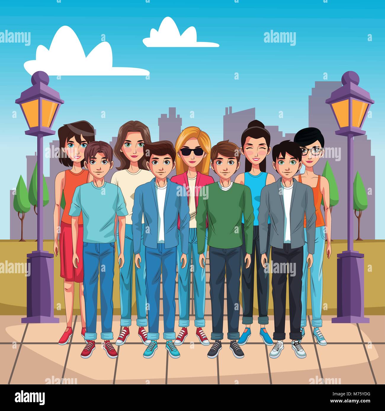 People in town cartoon vector illustration graphic design Stock Vector ...