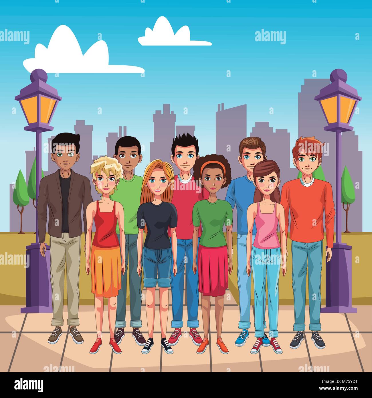 People in town cartoon vector illustration graphic design Stock Vector ...