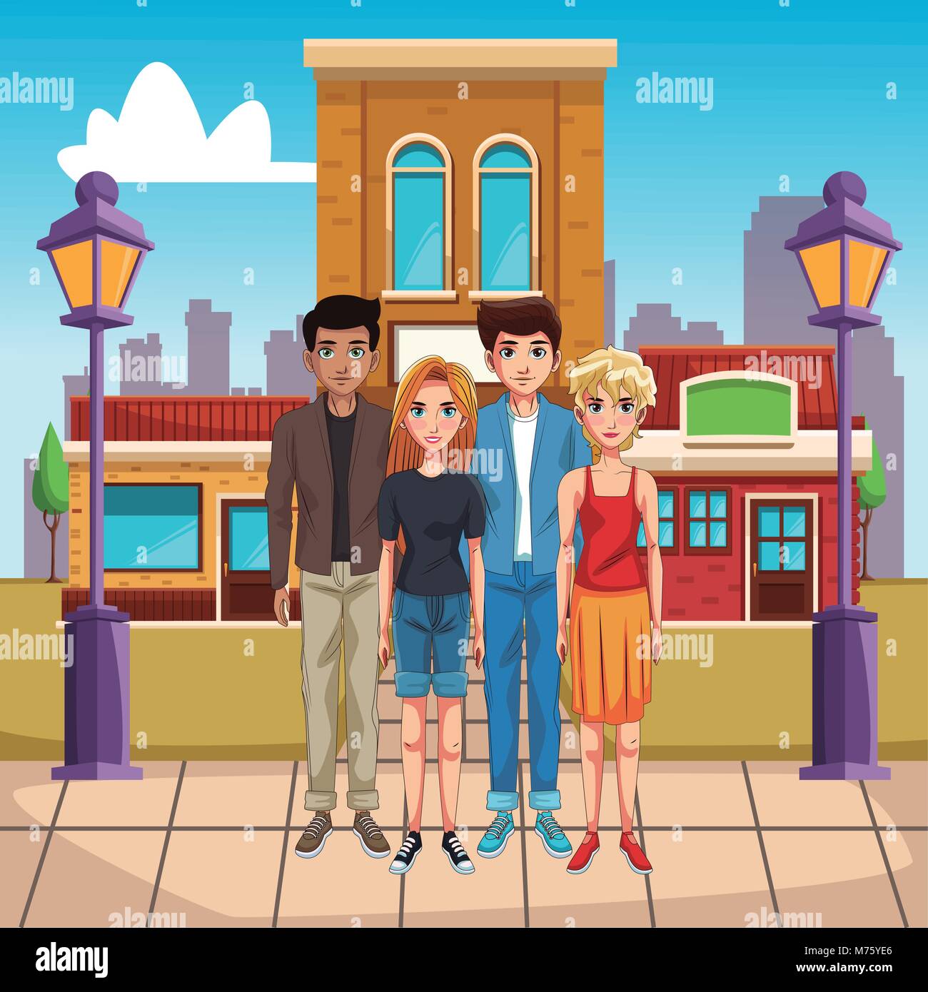 People in town cartoon vector illustration graphic design Stock Vector ...