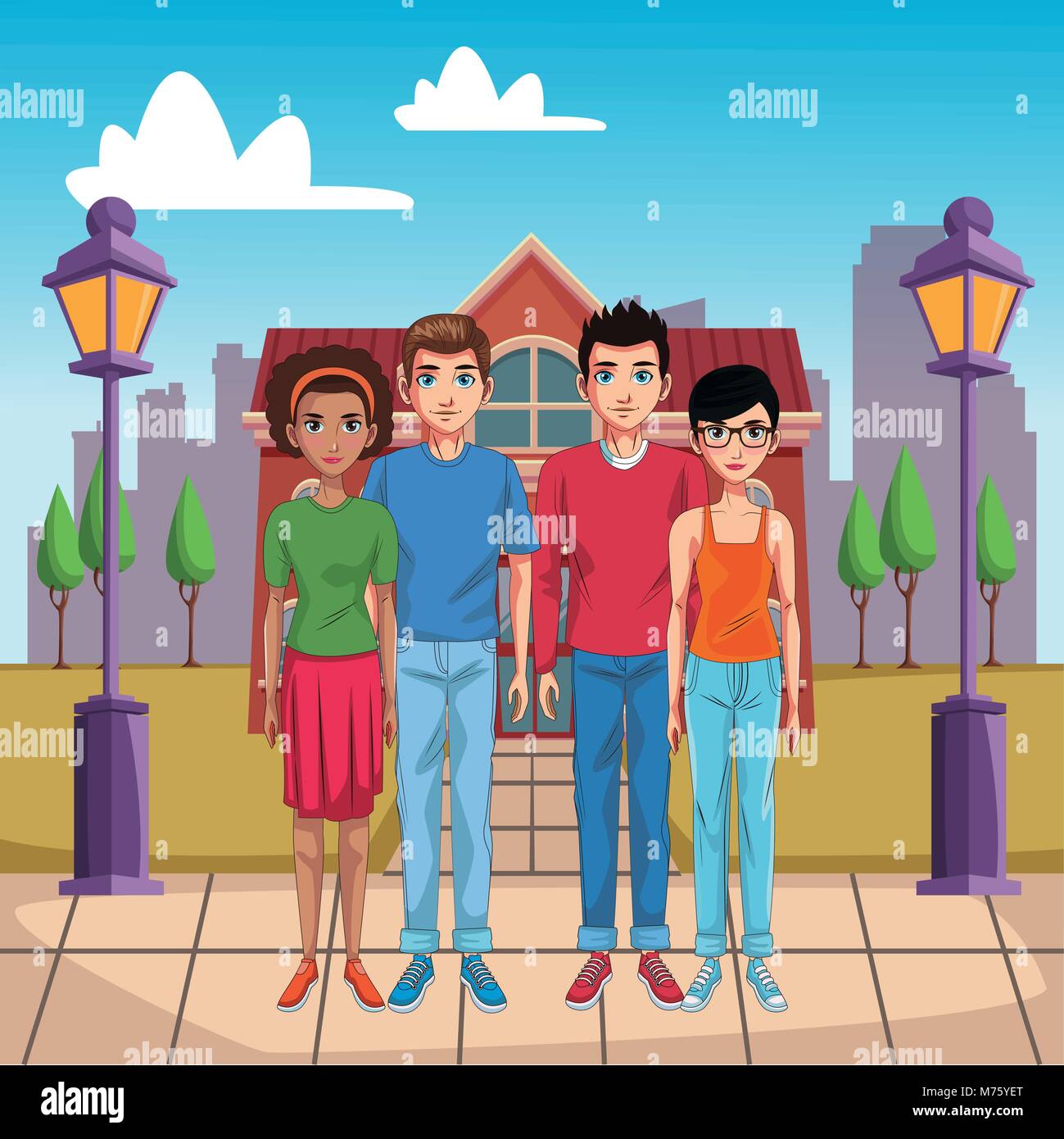 People in town cartoon vector illustration graphic design Stock Vector ...