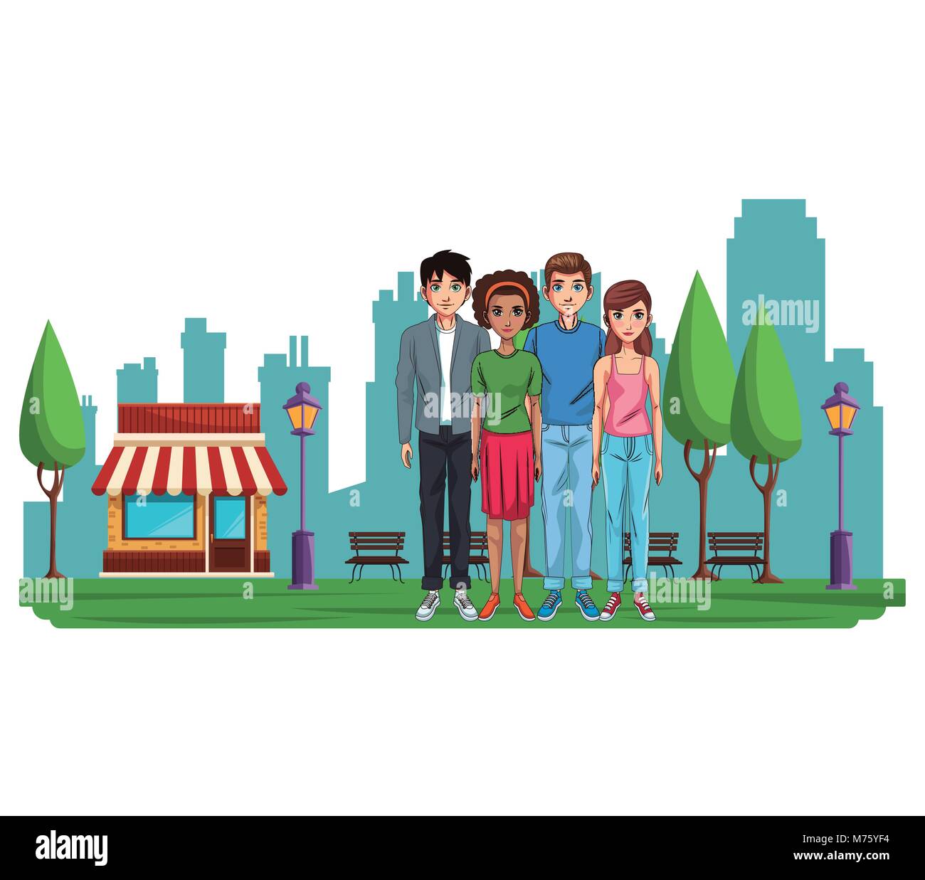 People in town cartoon vector illustration graphic design Stock Vector ...
