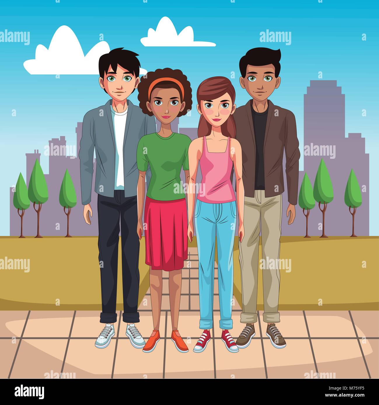 People in town cartoon vector illustration graphic design Stock Vector ...