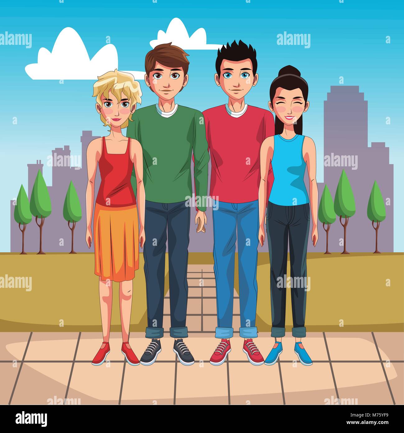 People in town cartoon vector illustration graphic design Stock Vector ...