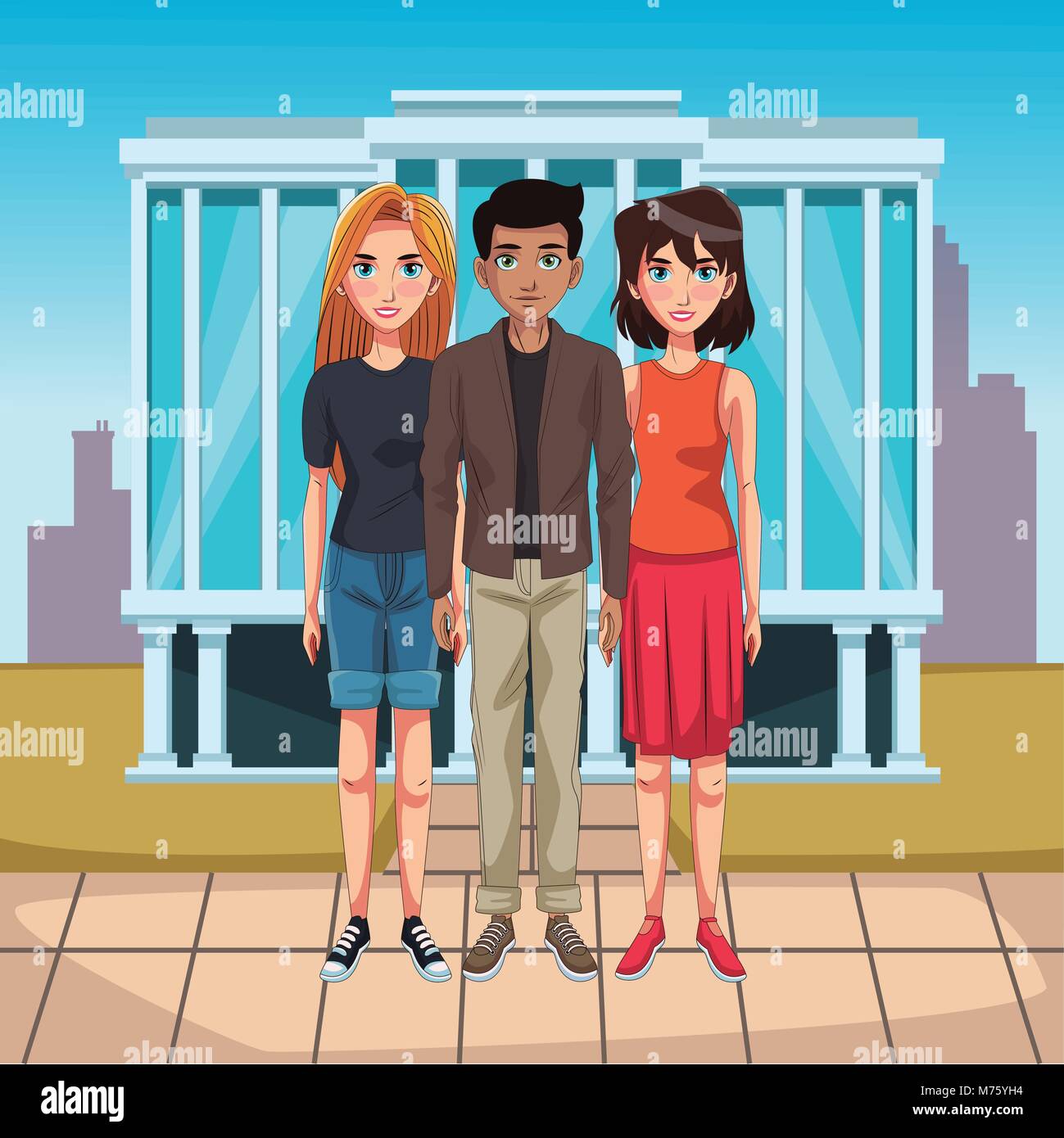 People in town cartoon vector illustration graphic design Stock Vector ...