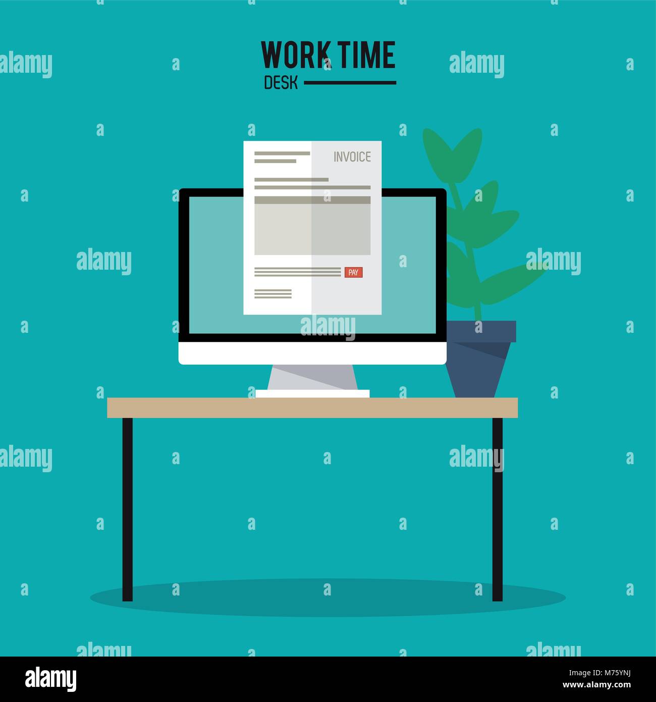 Work time desk vector illustration graphic design Stock Vector Image ...