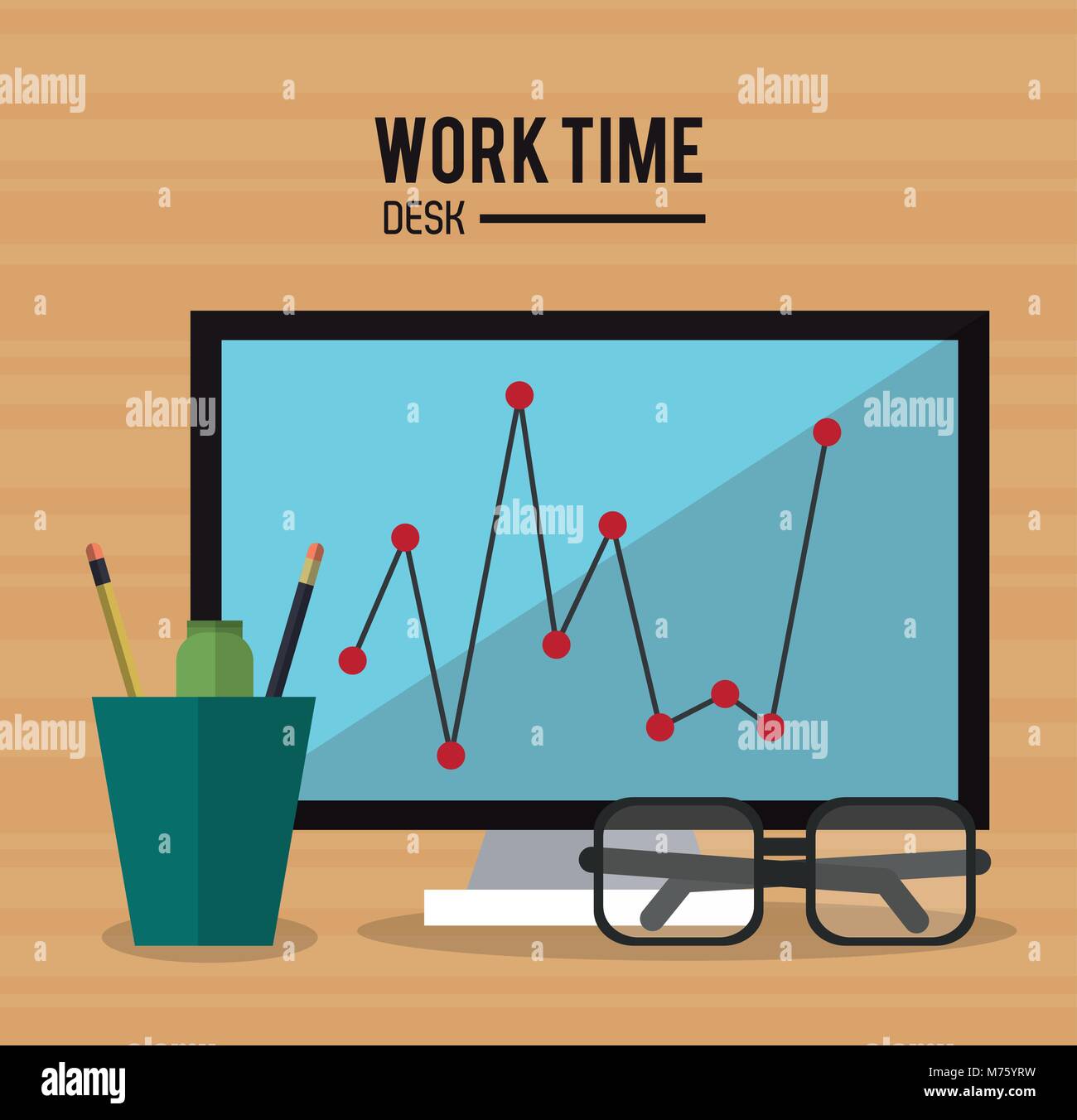 Work time desk vector illustration graphic design Stock Vector Image ...