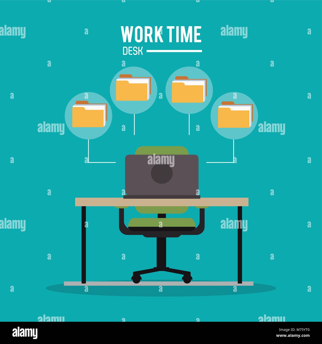 Work time desk vector illustration graphic design Stock Vector Image ...
