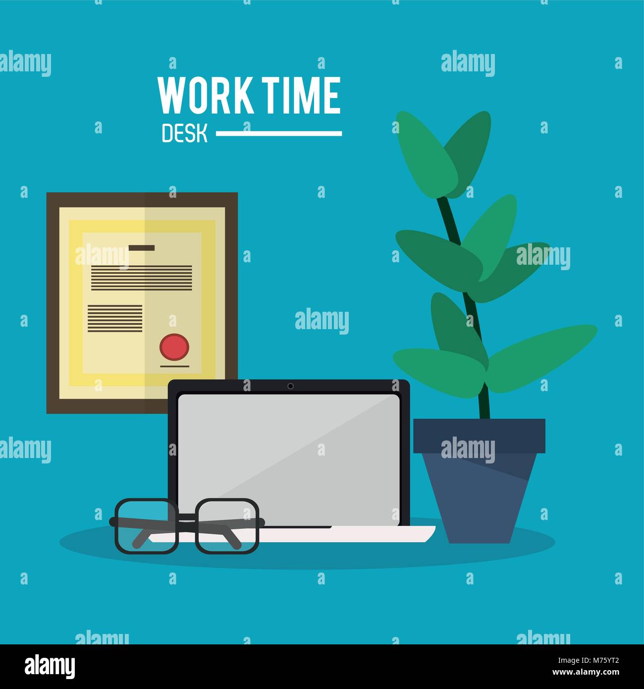 Work time desk vector illustration graphic design Stock Vector Image ...