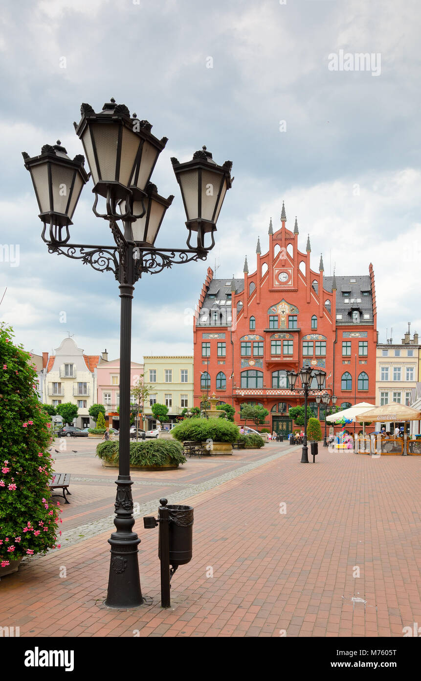Town hall (1904) on Old Market Square. Chojnice (ger.: Konitz ...