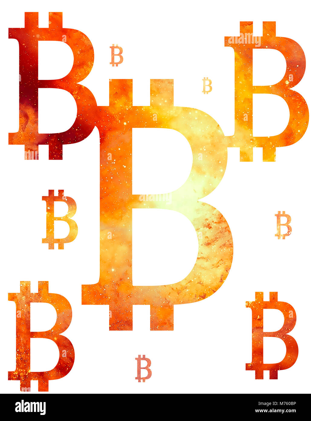 Symbol of cryptocurrency bitcoin, cosmic space version, copy space ...