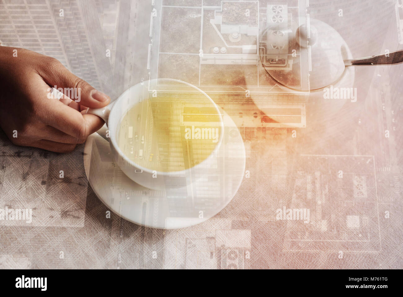 New tasty tea being introduced in a lovely cup in a cafe Stock Photo ...