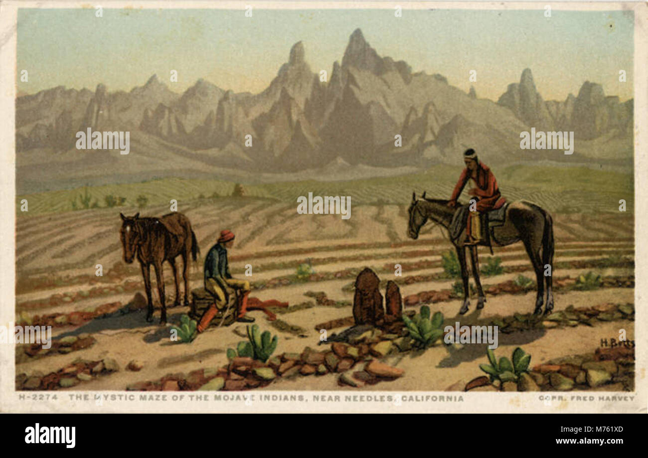 This image, titled 'The Mystic Maze of the Mojave Indians,' by artist ...