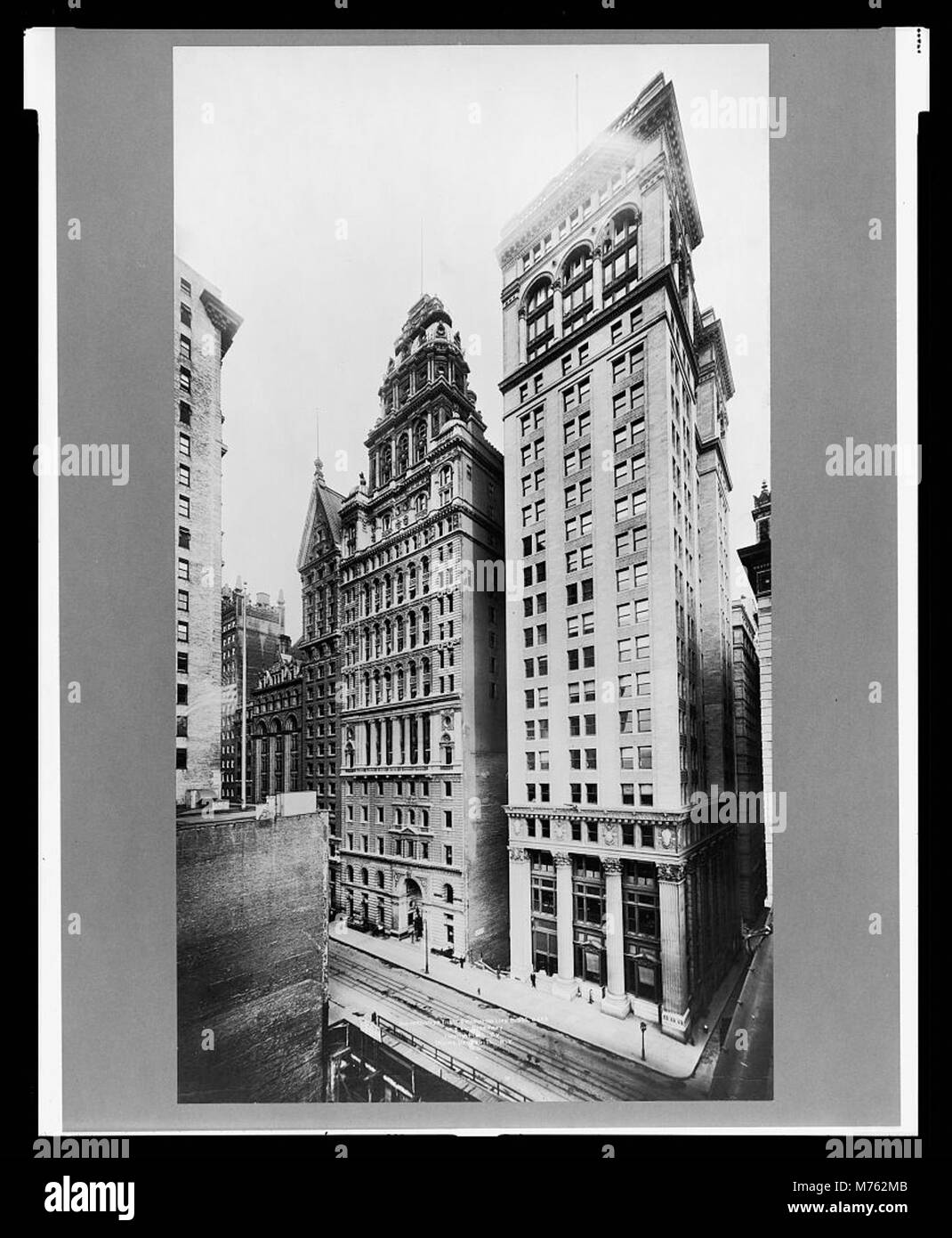 A photograph of the Knickerbocker Trust and Manhattan Life buildings ...