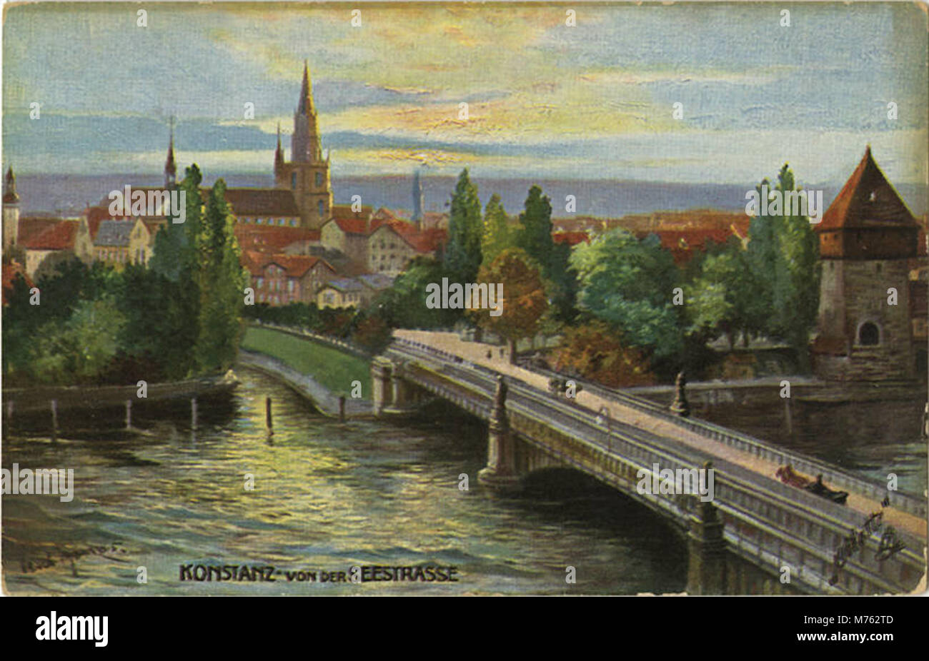 A scenic view of Konstanz, Germany, from the lakeside (Seestrasse ...
