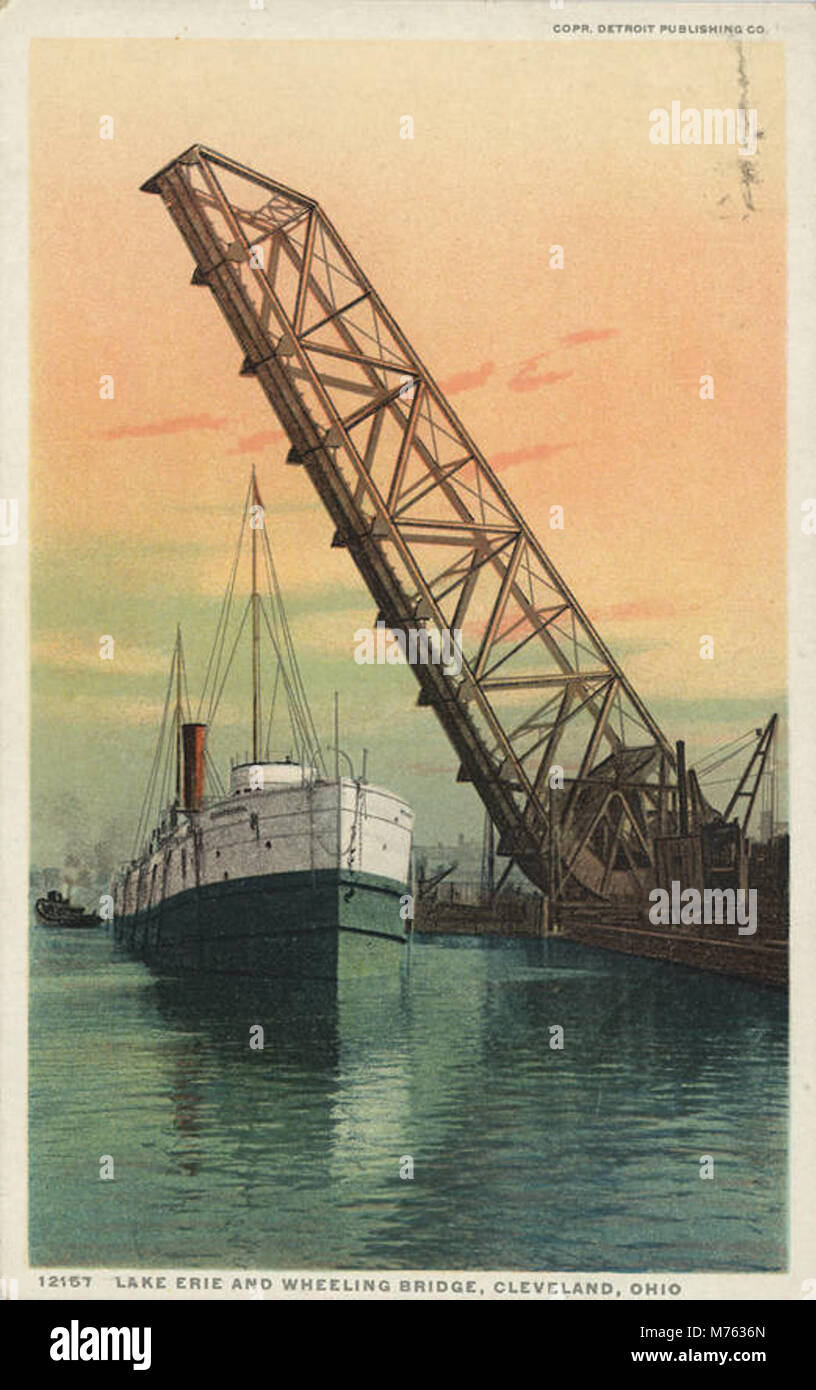 This image captures Lake Erie with the Wheeling Bridge visible in the ...